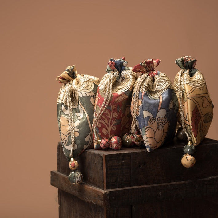 Kalamkari plain potli - Set of 4